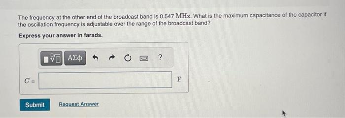 Solved The minimum capacitance of a variable capacitor in a | Chegg.com