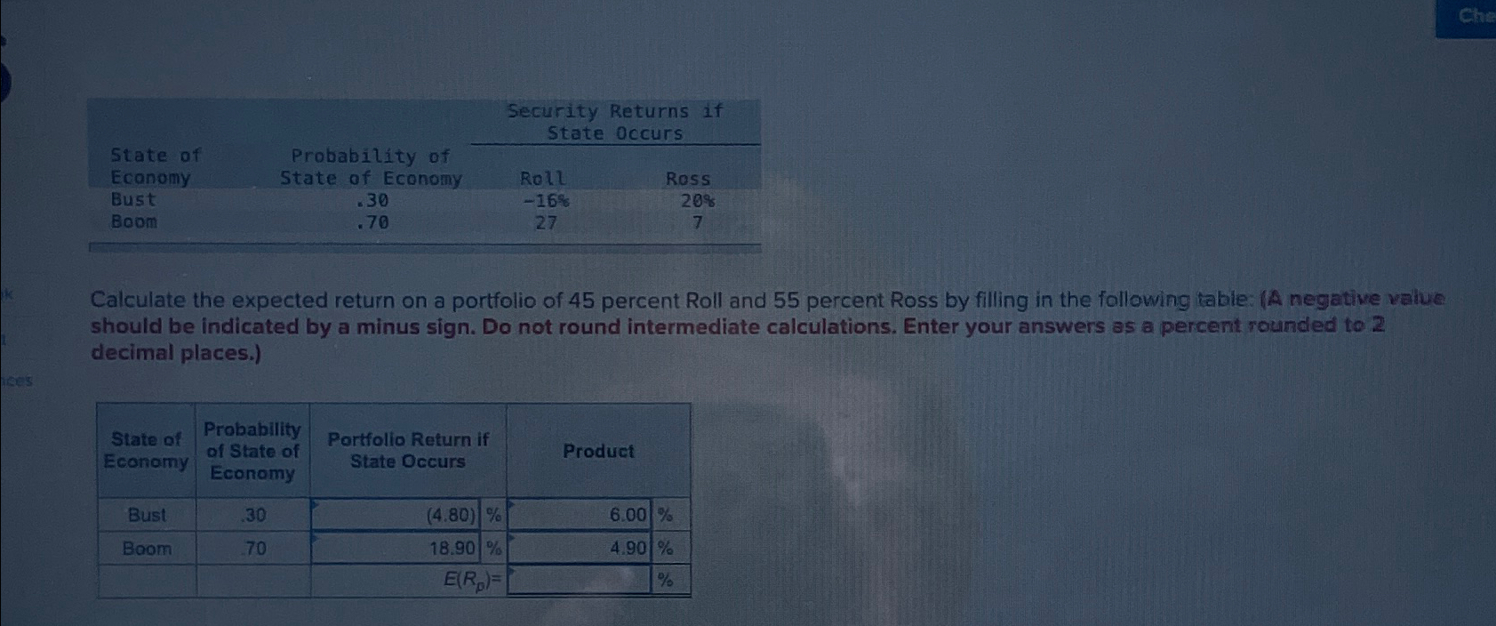 Solved \table[[,,\table[[Security Returns if],[State | Chegg.com