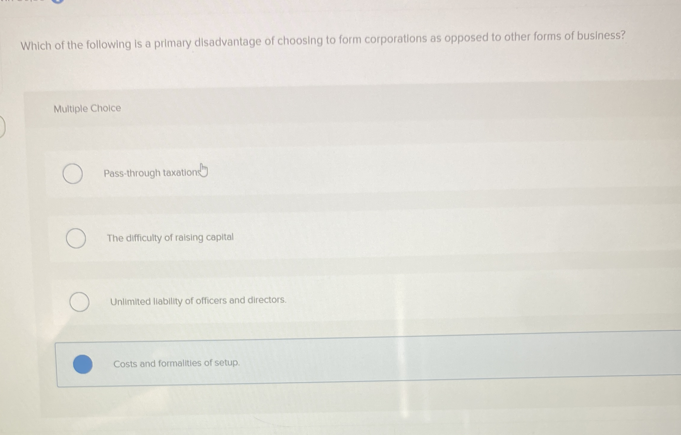 Solved Which of the following is a primary disadvantage of | Chegg.com