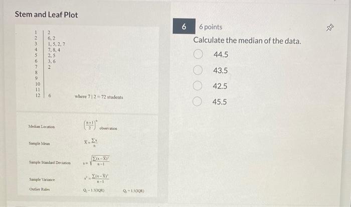 Solved Stem and Leaf Plot Stem and Leaf Plot Stem and Leaf | Chegg.com