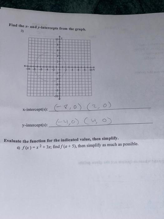 Solved Find the x-and y-intercepts from the graph. 3) | Chegg.com