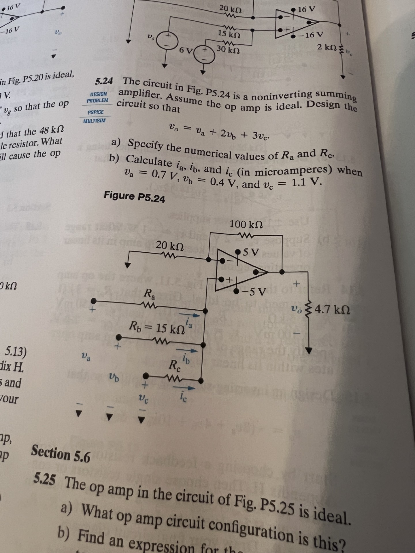 Solved in Fig. P5.20 ﻿is ideal, V. ﻿v_(g) ﻿so that the op | Chegg.com