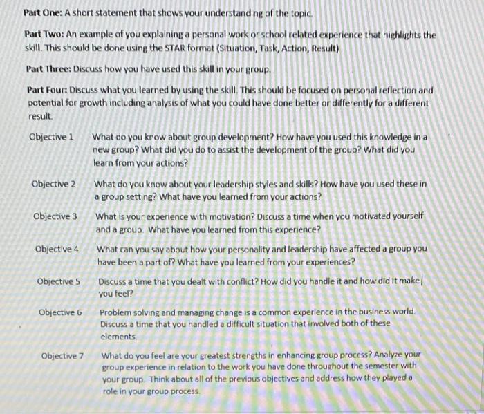 Solved Part One: A short statement that shows your | Chegg.com
