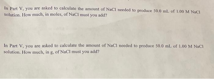 Solved In Part V, you are asked to calculate the amount of | Chegg.com