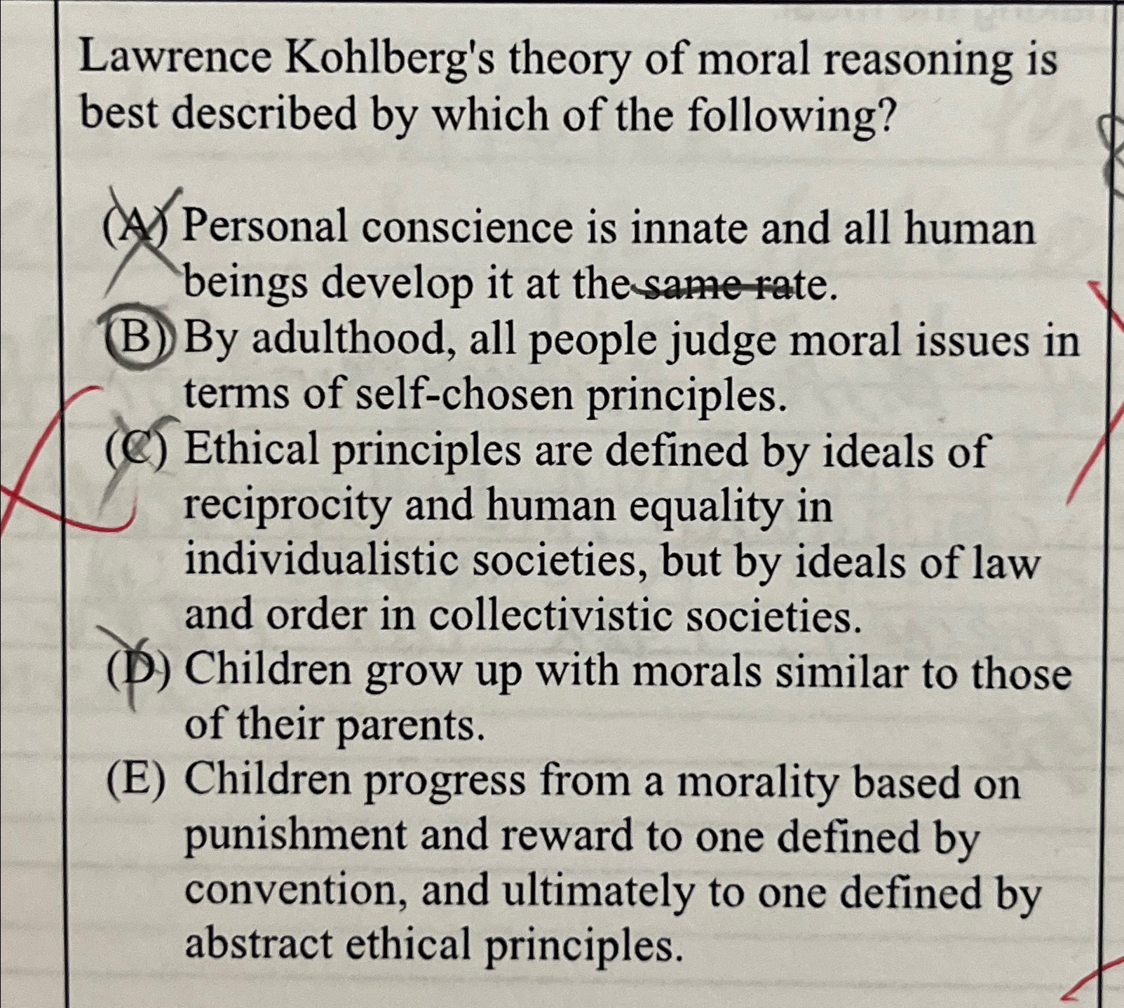 Solved Lawrence Kohlberg's theory of moral reasoning is best | Chegg.com