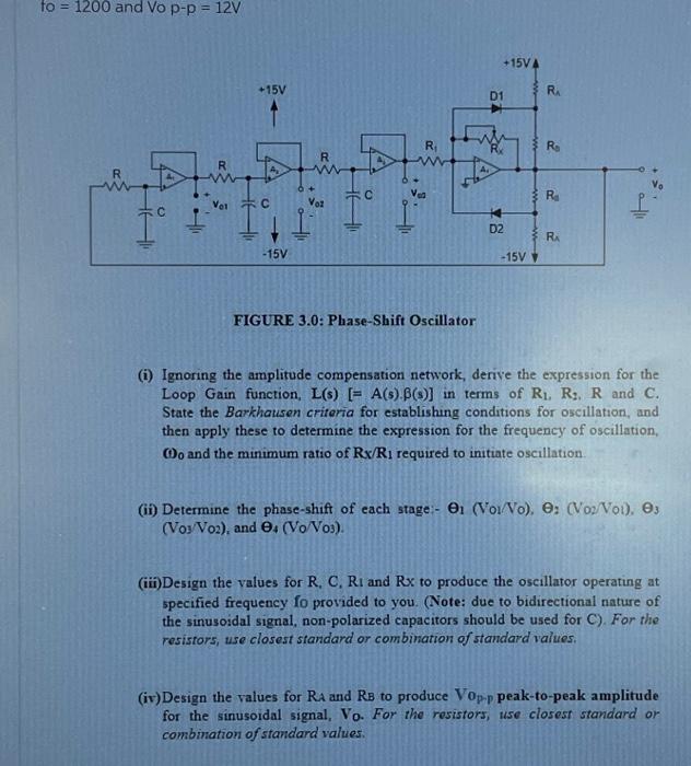 Solved FIGURE 3.0: Phase-Shift Oscillator (i) Ignoring the | Chegg.com