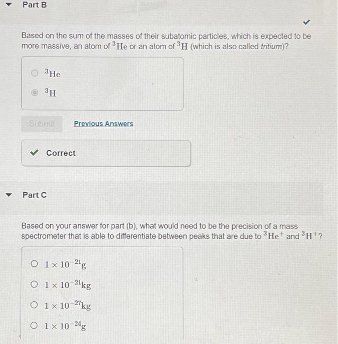 Solved Based on the sum of the masses of their subatomic | Chegg.com