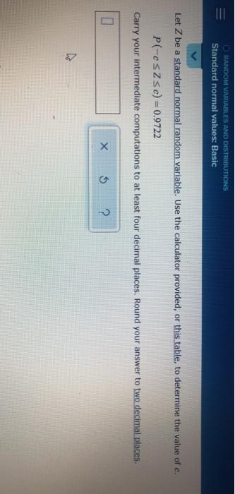 Solved RANDOM VARIABLES AND DISTRIBUTIONS Standard normal | Chegg.com