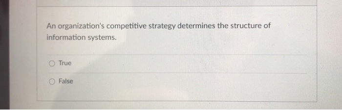 Solved An organization's competitive strategy determines the | Chegg.com