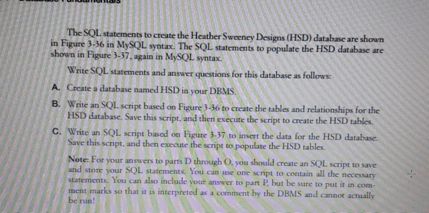 The SQL statements to create the Heather Sweeney | Chegg.com
