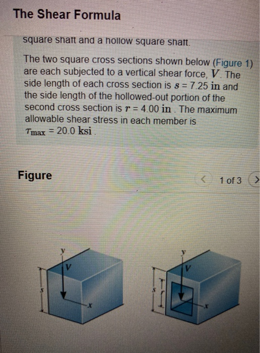 Solved The Shear Formula square shaft and a hollow square | Chegg.com