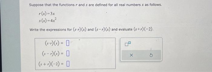Solved Suppose that the functions r and s are defined for | Chegg.com