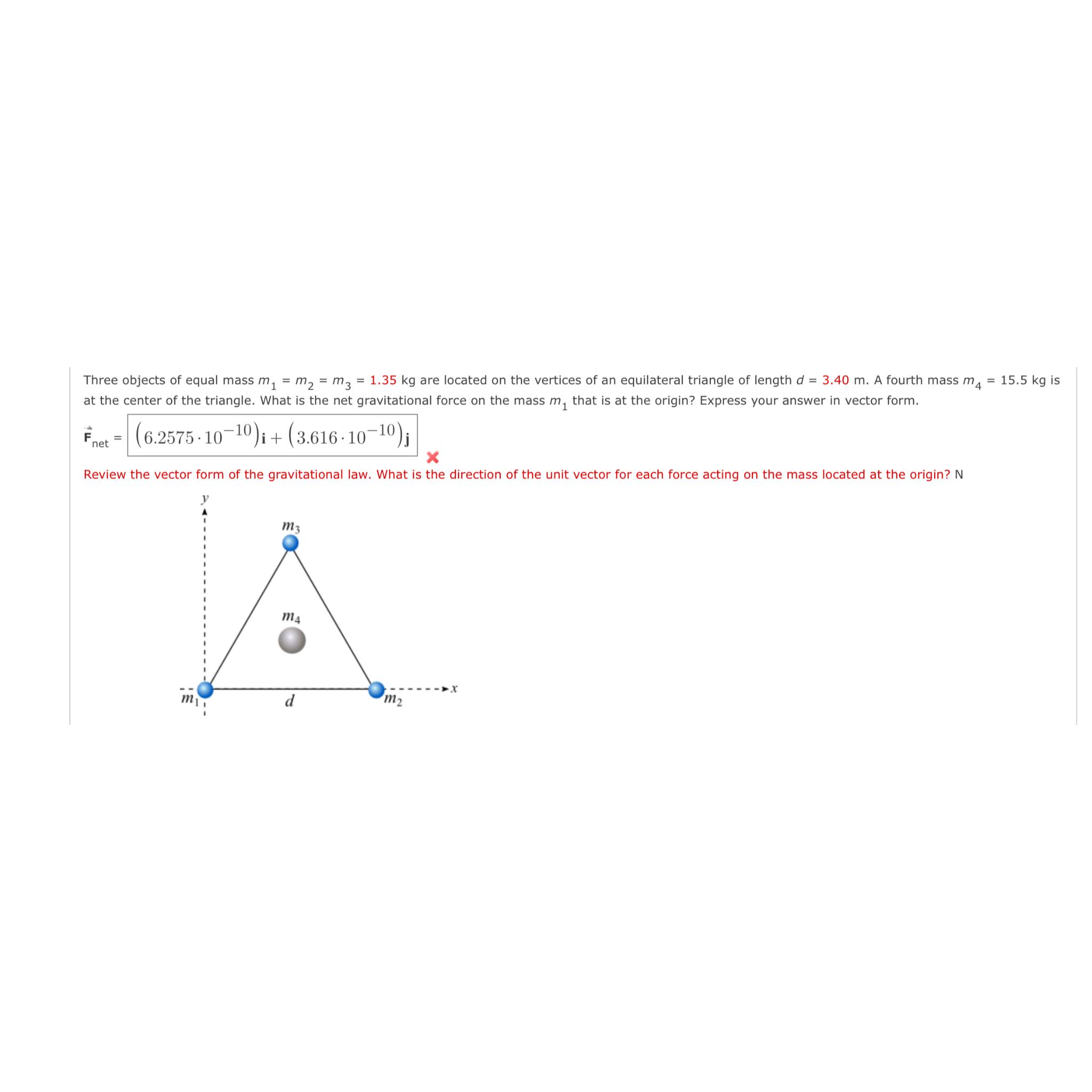 Solved Three objects of equal mass m1=m2=m3=1.35kg ﻿are | Chegg.com