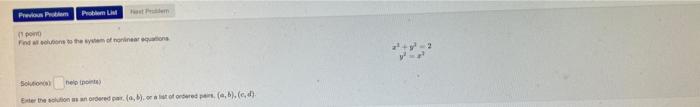 Solved Previous Po Problem List (1 point Find all solutions | Chegg.com