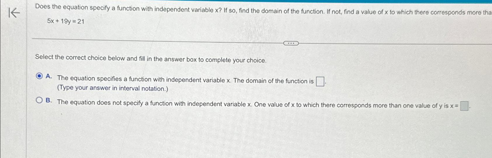 Solved Does the equation specify a function with independent | Chegg.com