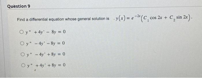 Solved Find a differential equation whose general solution | Chegg.com