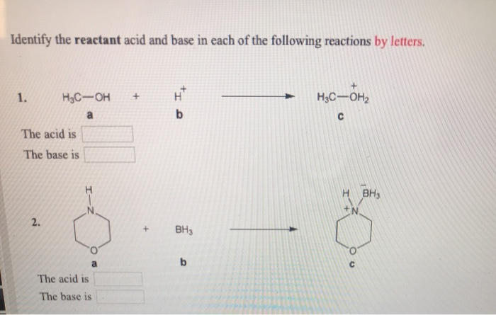 Solved Identify the reactant acid and base in each of the | Chegg.com