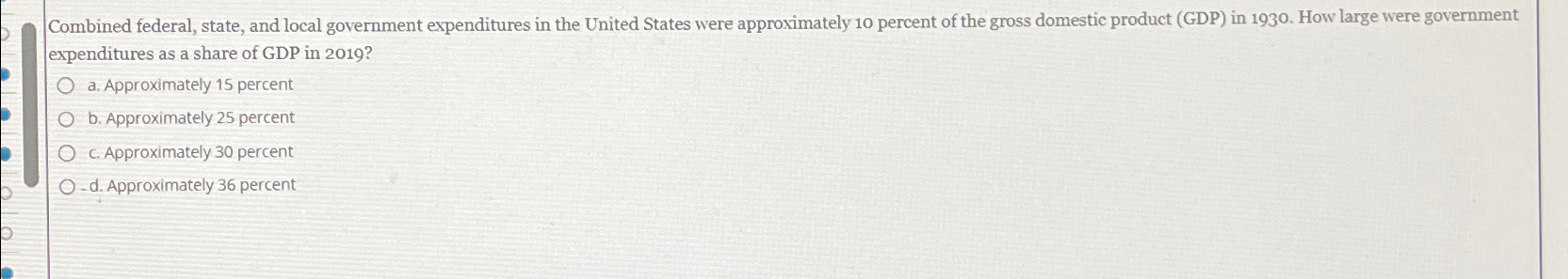 Solved Combined federal, state, and local government | Chegg.com