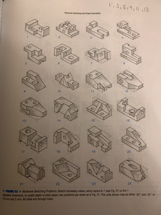 Solved 1,5,8,9,11,13 Technical Sketching and Shape | Chegg.com