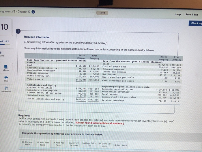 Solved Eignment 15 - Chapter 17 Help Save & Exit Check my | Chegg.com