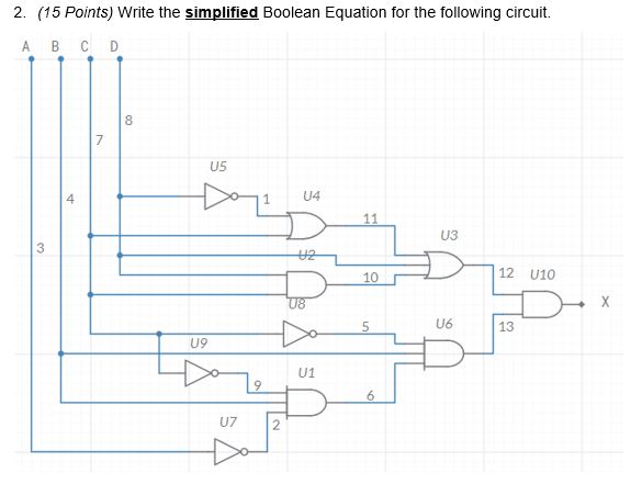 Solved Write The Simplified Boolean Equation For The