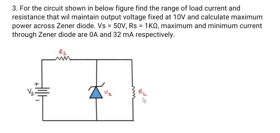 Solved 3. For the circuit shown in below figure find the | Chegg.com