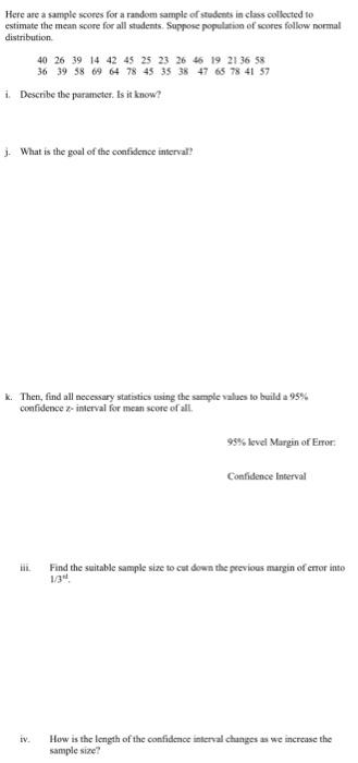 Solved Here are a sample scores for a random sample of | Chegg.com