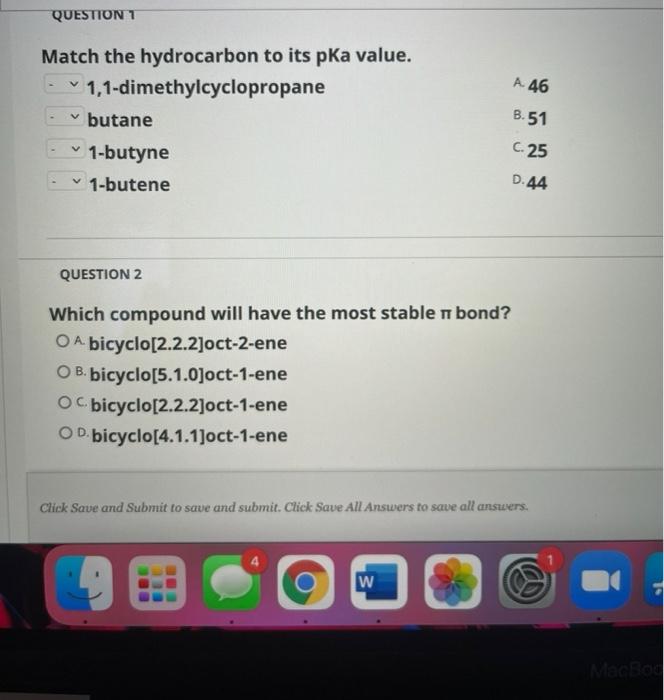 Solved QUESTION 1 Match the hydrocarbon to its pKa value. | Chegg.com