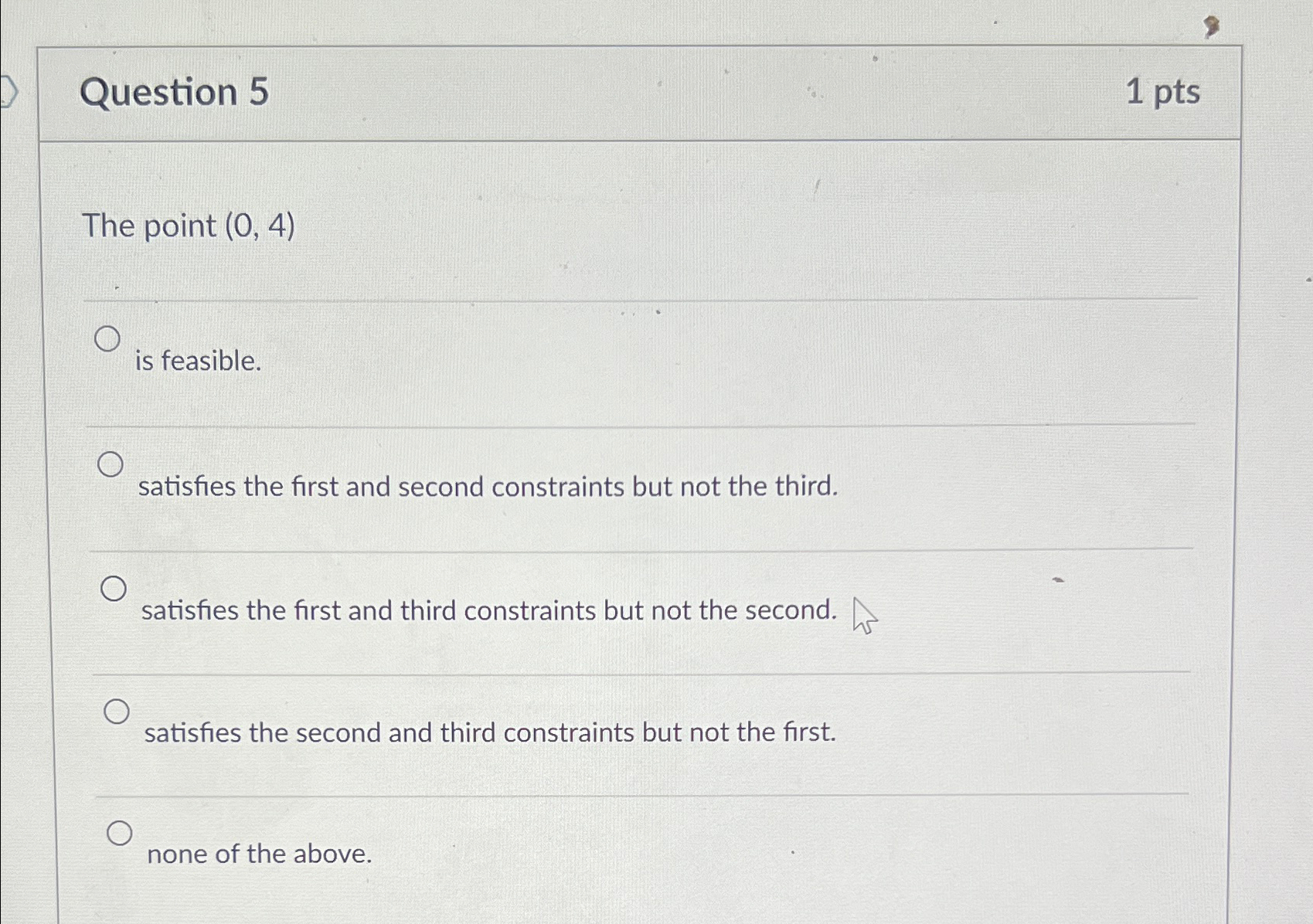 Solved Question 5\\n1pts\\nThe point (0,4)\\nis | Chegg.com Solved Question 5\\n1pts\\nThe point (0,4)\\nis | Chegg.com