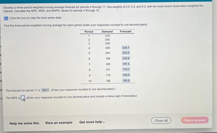 Solved Develop a three-period weighted moving average | Chegg.com