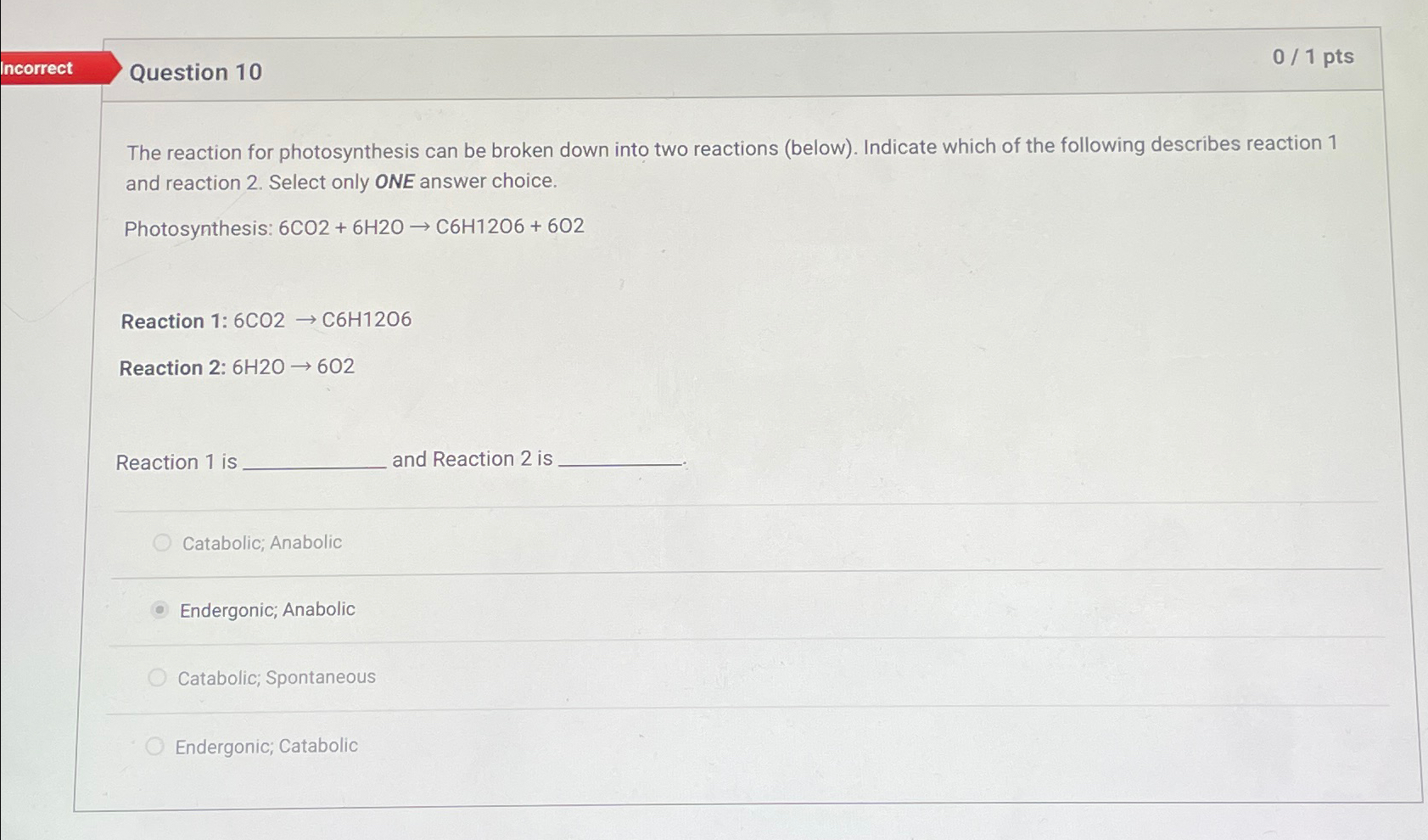 Solved IncorrectQuestion 1001ptsThe reaction for | Chegg.com