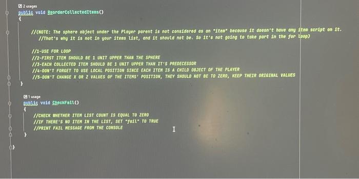 Solved complete the empty coding for c# unity engine using | Chegg.com
