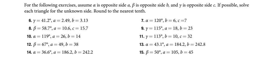 Solved For the following exercises, assume α ﻿is opposite | Chegg.com