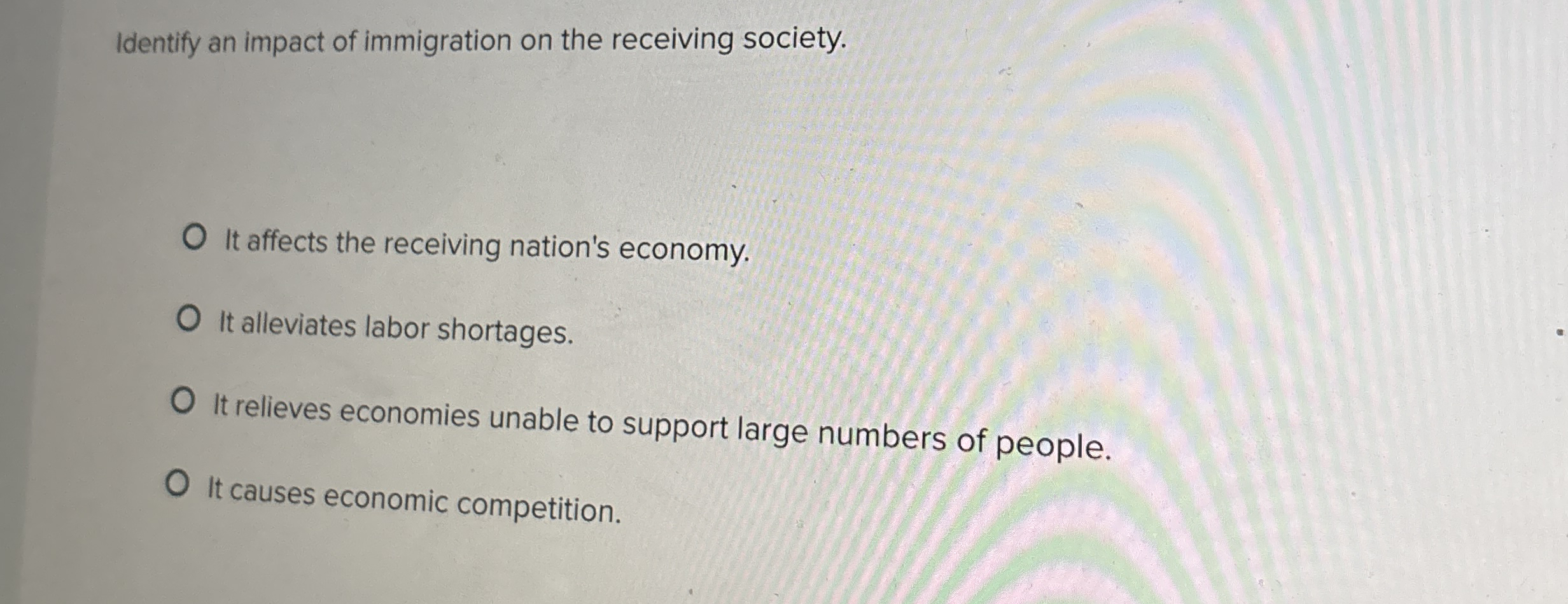 Solved Identify an impact of immigration on the receiving | Chegg.com