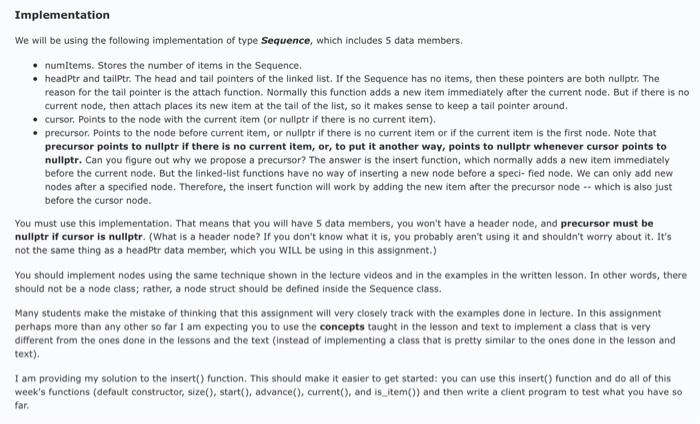 Solved Implementation We will be using the following | Chegg.com