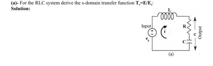 Solved (a)- For the RLC system derive the s-domain transfer | Chegg.com