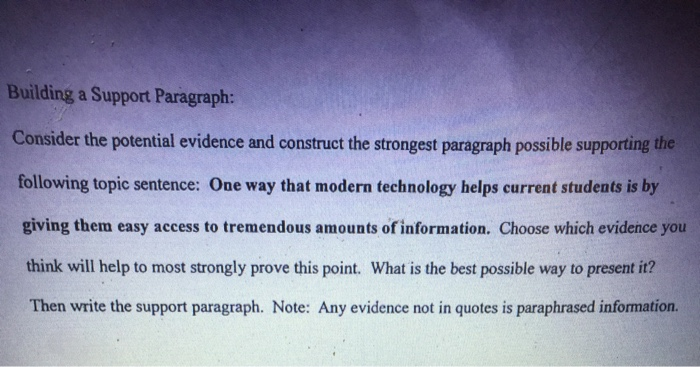 Solved Please, kindly build up a support paragraph with | Chegg.com