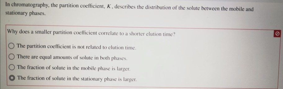 Solved In chromatography, the partition coefficient, K, | Chegg.com