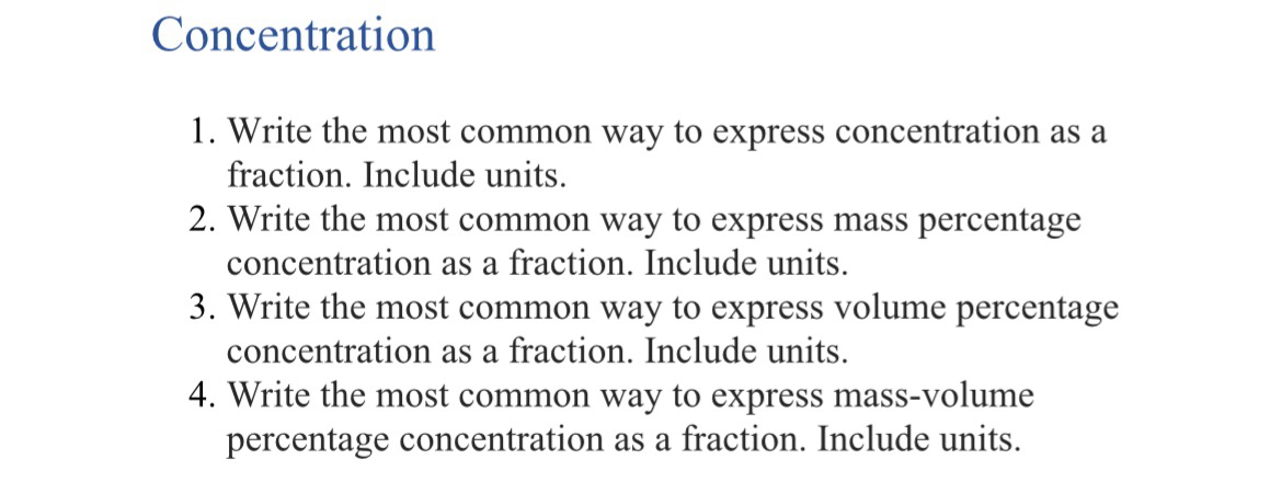Solved ConcentrationWrite the most common way to express | Chegg.com