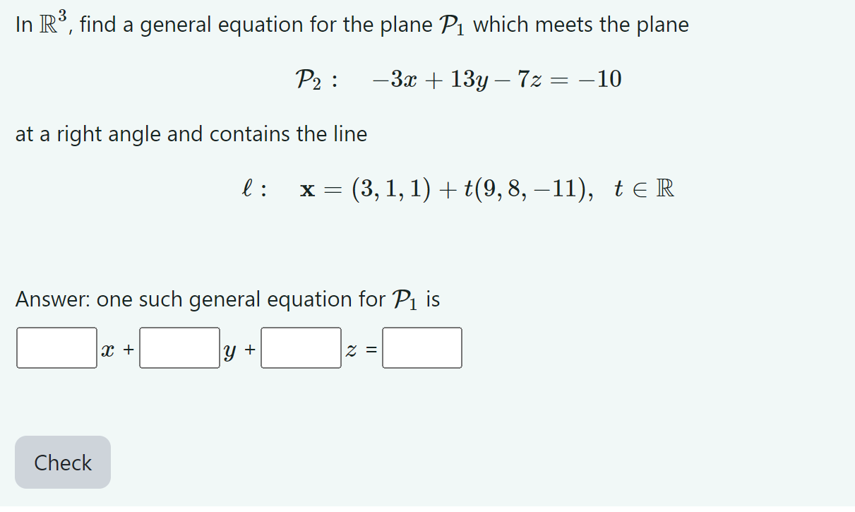 Solved In R3, ﻿find a general equation for the plane P1 | Chegg.com
