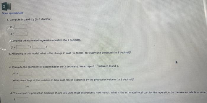 Solved a. Compute b1 and b0 (to 1 decimai). b1 bis Complete | Chegg.com