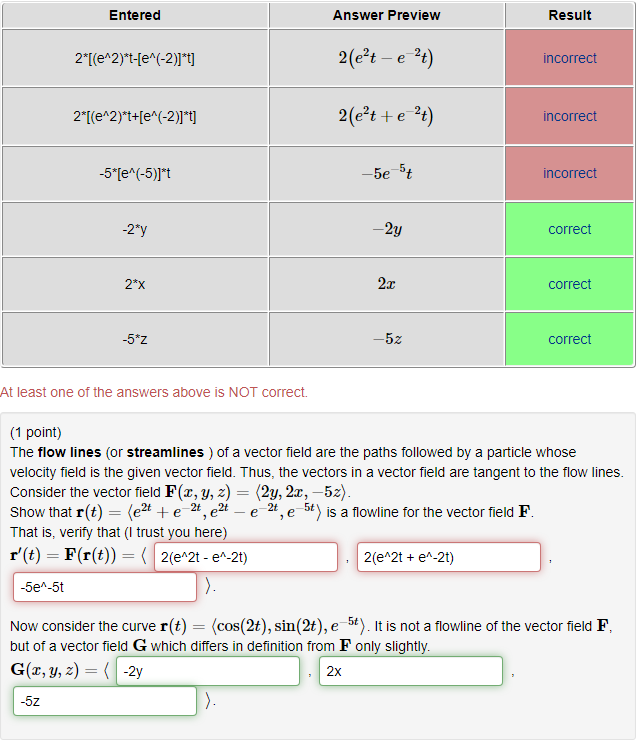 Solved (1 ﻿point)The flow lines (or streamlines) ﻿of a | Chegg.com