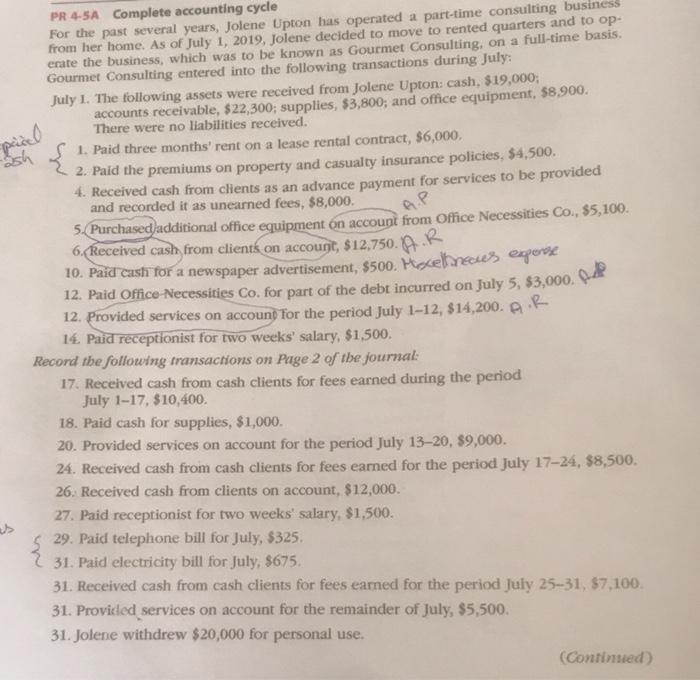 Solved Post the journal to a ledger of four-column accounts. | Chegg.com