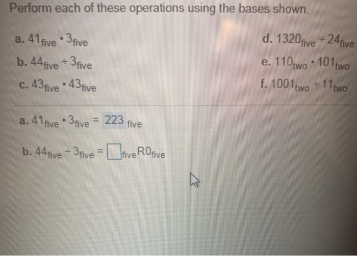 Solved Perform each of these operations using the bases | Chegg.com