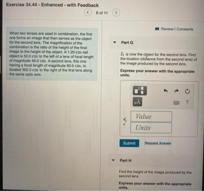 Solved Exercise 34.44 - Enhanced - with Feedback 8 of 11 | Chegg.com