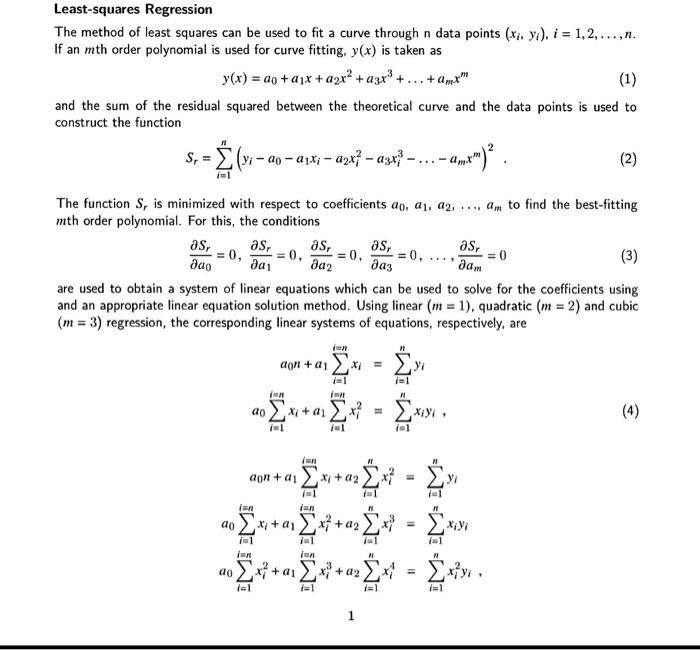 Least-squares Regression The method of least squares | Chegg.com
