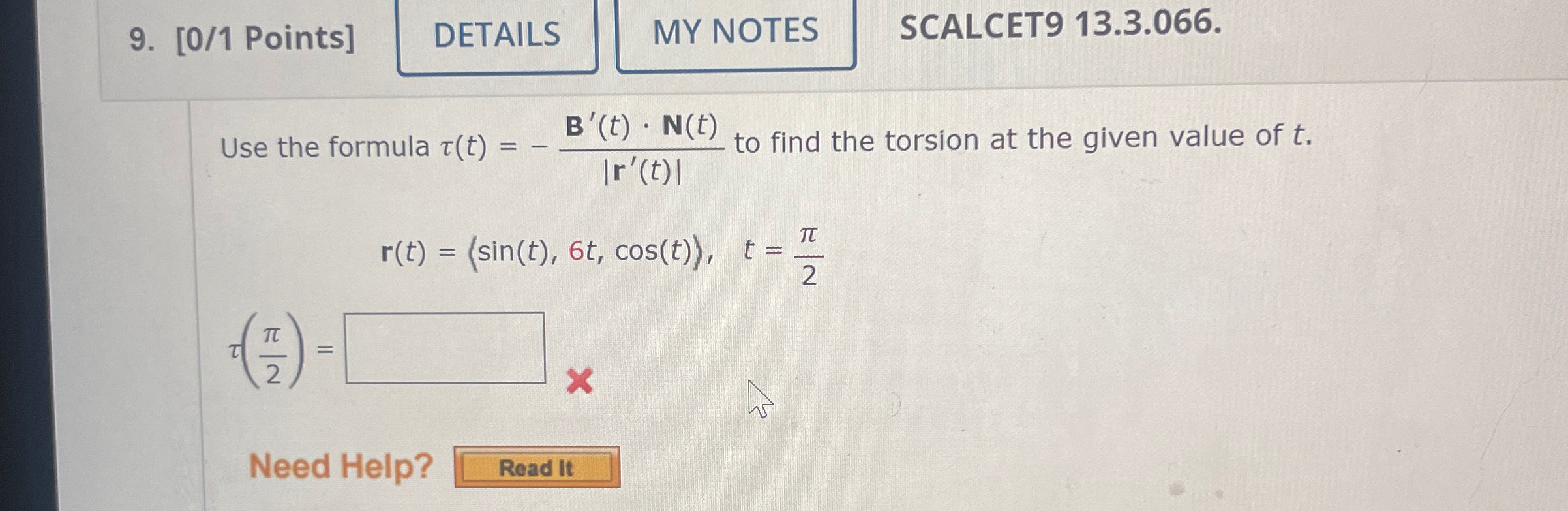 Solved [0/1 ﻿Points]SCALCET9 13.3.066.Use the formula | Chegg.com