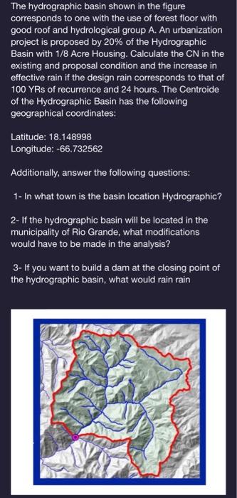 Solved The hydrographic basin shown in the figure | Chegg.com