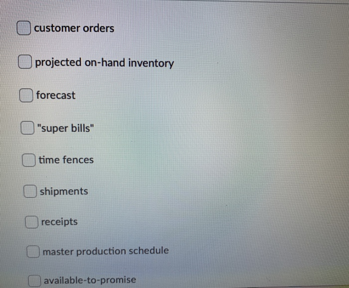 Solved customer orders projected on-hand inventory forecast | Chegg.com