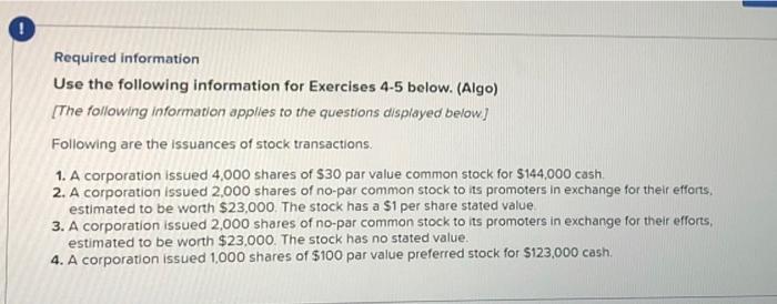 Solved Required information Use the following information | Chegg.com